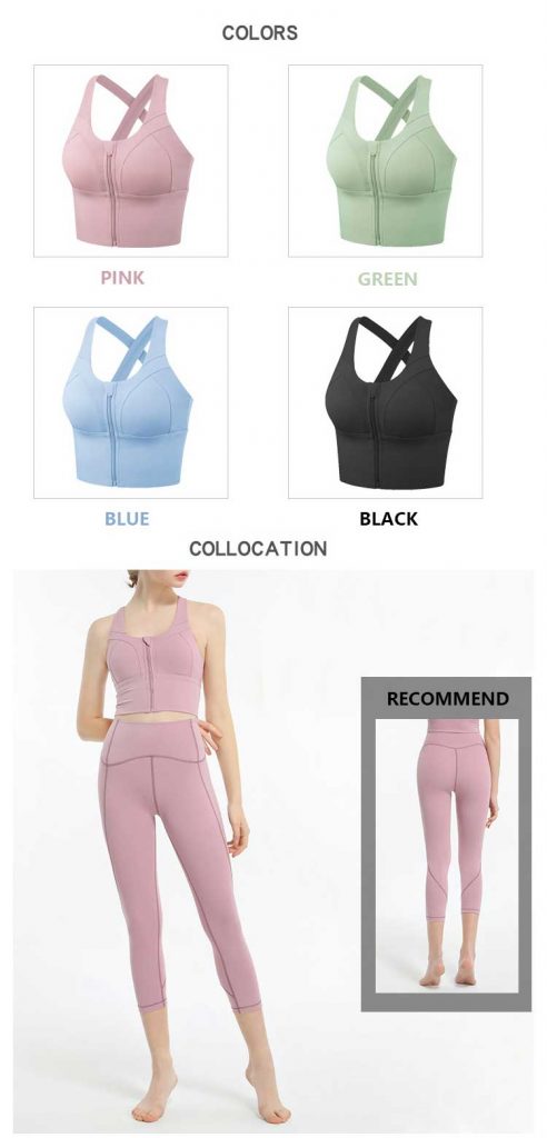 Front closure sports bra with zip - Activewear manufacturer Sportswear ...